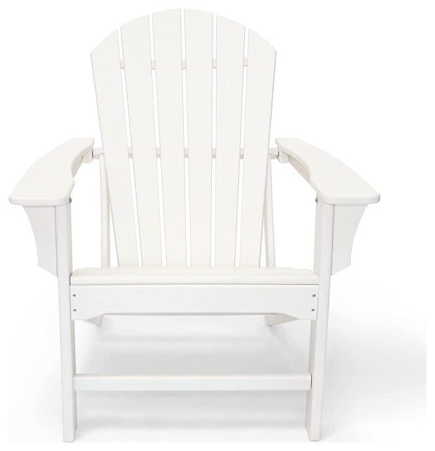 Set of 2 Adirondack Chair, Slatted Slanted Seat With Straight Arms ...