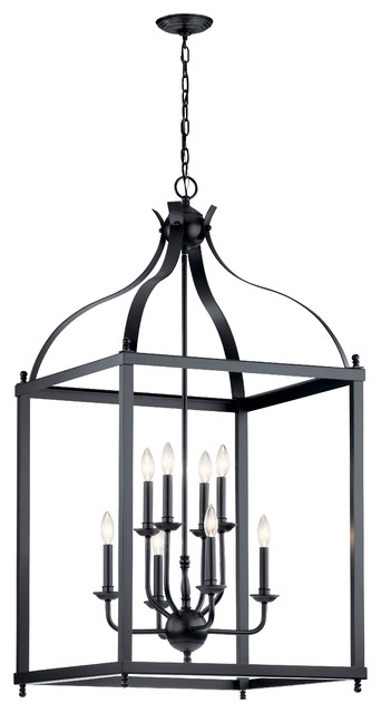 Larkin 8-Light Foyer Chandelier in Black, 24.000 - Transitional ...