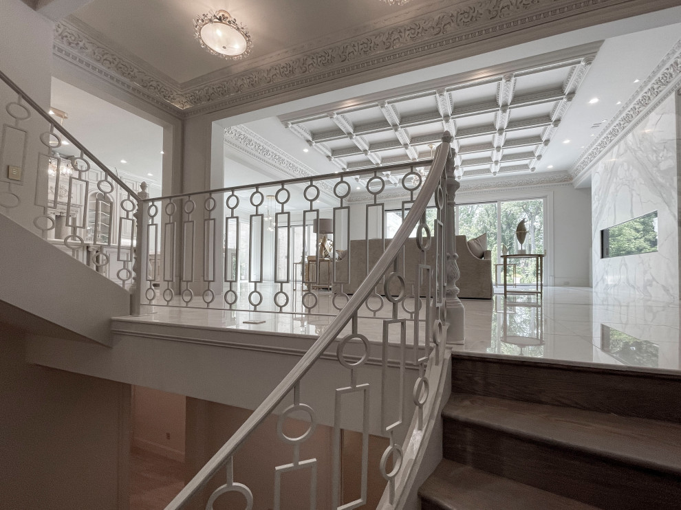 104_Curved Staircases in 18th Century French Inspired Mansion, Mclean ...