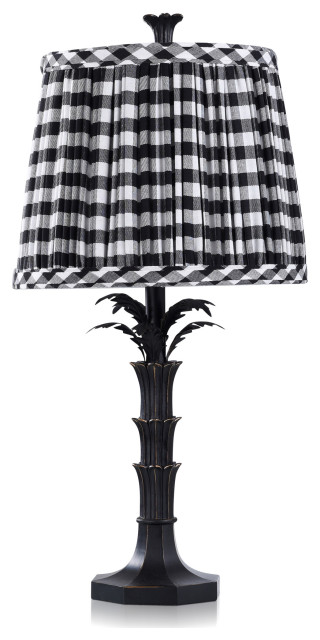 Dann Foley Lifestyle Polyres" Table Lamp, Black and White Checkered ...