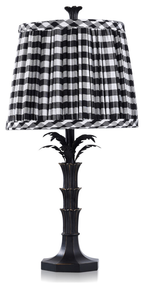 Dann Foley Lifestyle Polyres" Table Lamp, Black and White Checkered ...