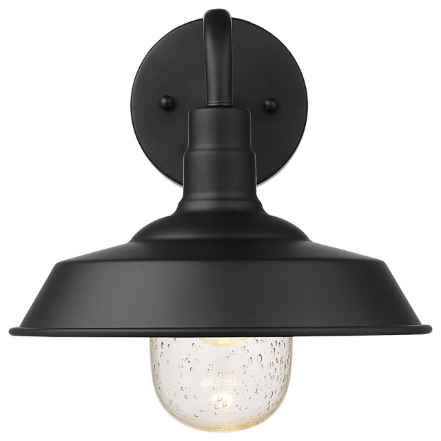 Matte Black Shallow Plate Shape Wall Light - Farmhouse - Outdoor Wall ...