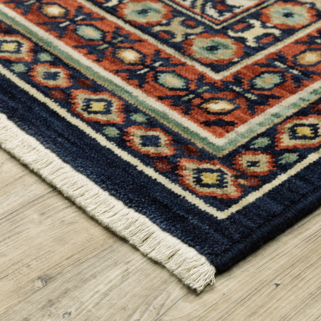 Lilihan 003B6 Navy/Multi 2' x 3' Rug, Rectangle 3'3" x 5 ...