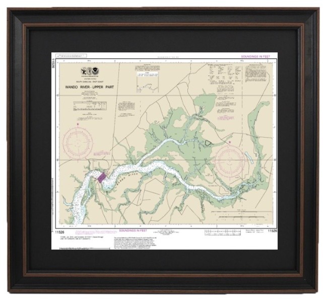 Framed Nautical Chart, South Carolina's Wando River, 24x19 - Beach ...