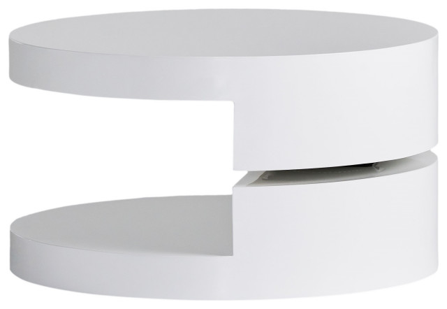 Unique Rotating Coffee Table, Glossy White Finish, Small Circular ...