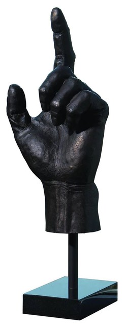 Large 25" Iron Pointing Up Hand Sculpture, Metal Granite Statue Figural ...