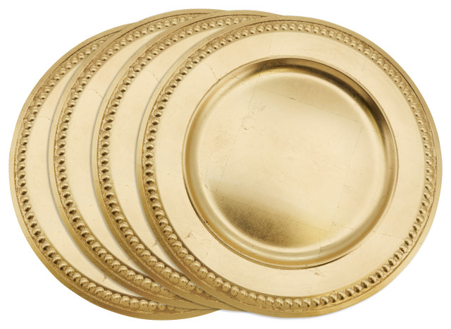 Embossed Bead Border Design Charger Plate Set of 4 - Contemporary ...