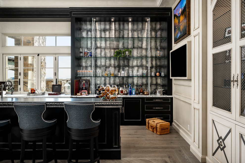 In-Home Bar Built-in Shelving - French Country - Home Bar - Phoenix - by Fratantoni Interior ...