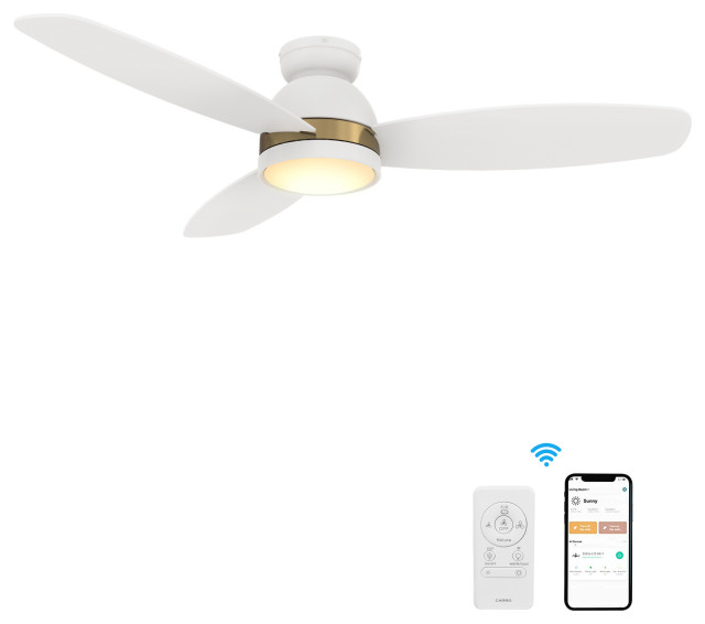 CARRO 48" Flush Mount Ceiling Fan With Dimmable LED Light and Remote ...