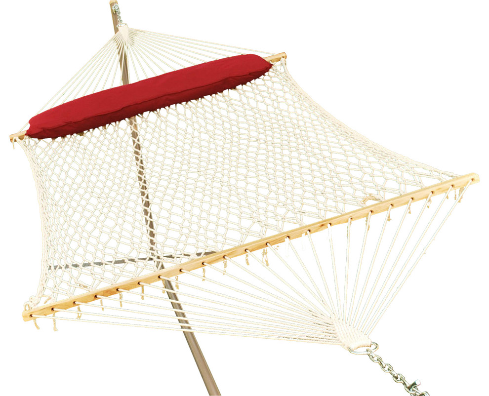 13' Cotton Rope Hammock w/ Hanging Hardware and Pillow, Double - Beach ...