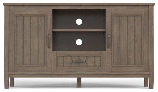 Lev Solid Wood Tv Media Stand In Smoky Brown For Tvs Up To 60 ...