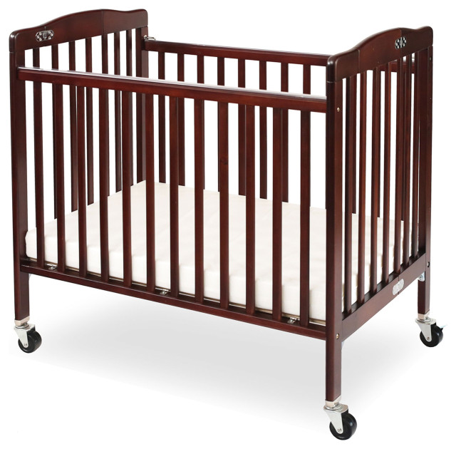 Benzara Slatted Foldable Pocket Wooden Crib with Casters Support ...