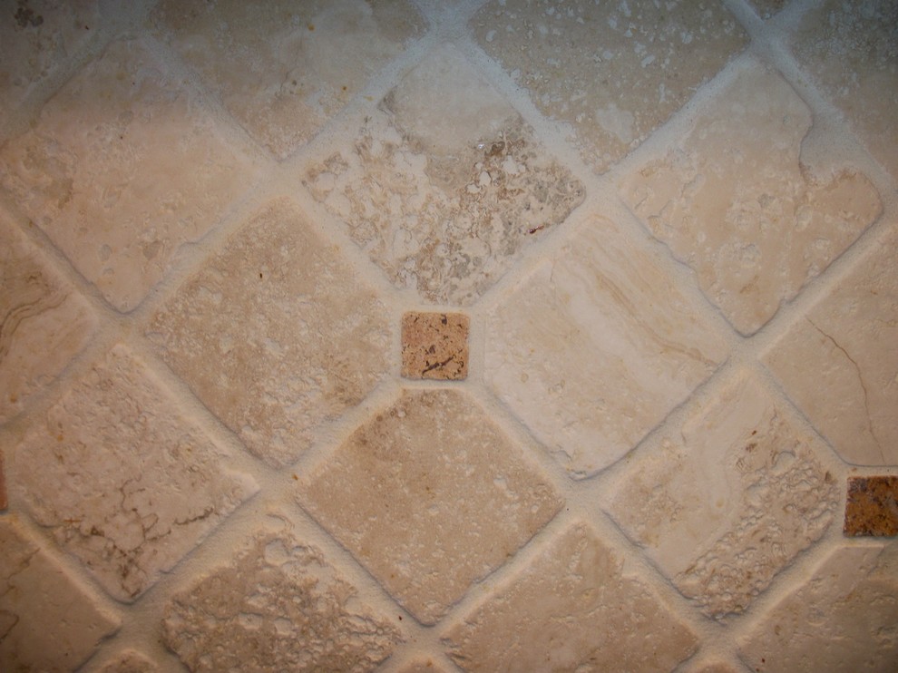 Tumbled marble backsplash - Traditional - New York | Houzz