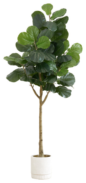 6ft. Artificial Fiddle Leaf Fig Tree with White Decorative Planter ...