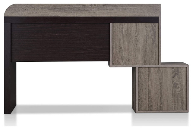 Writing Desk, Unique Staggered Design With Open Shelves, Walnut and ...