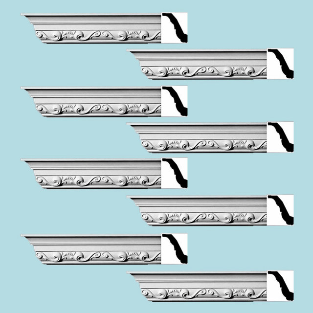 Ornate Cornice White Urethane Williamsburg Design 8 Pieces Totaling 752 ...