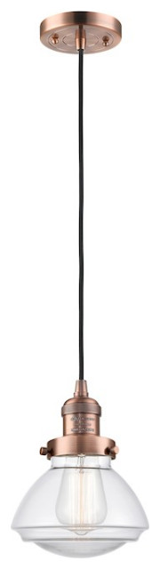 Innovations Olean 1-Light Mini Pendant, Amber Bulb, Copper/Bell, 201C ...