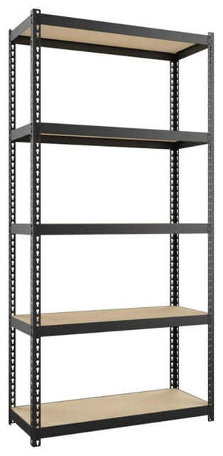 Pemberly Row Riveted Metal Shelving 5-Shelf Unit 12D x 30W x 60H in ...