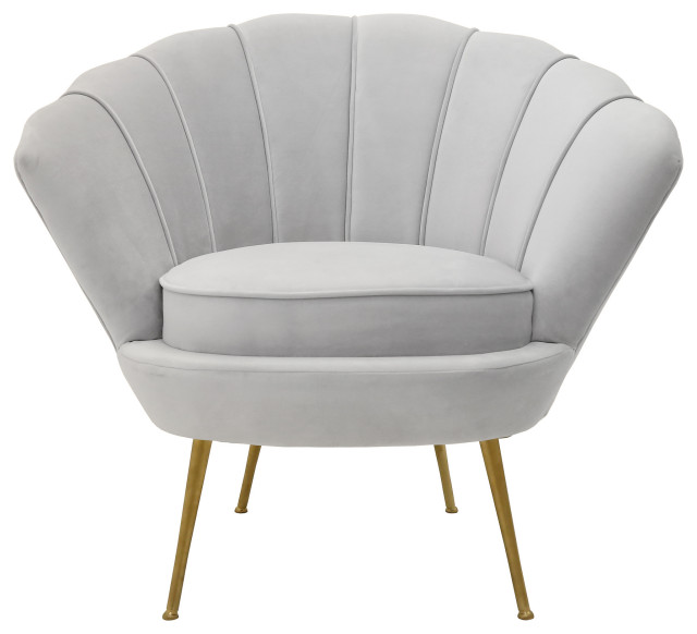 Liv Gray Velvet Scalloped Chair - Midcentury - Armchairs And Accent ...
