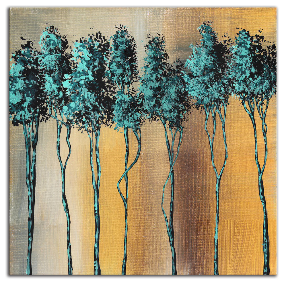 Dream Land Fluid Gold, Contemporary Landscape Painting, Giclee on Metal ...