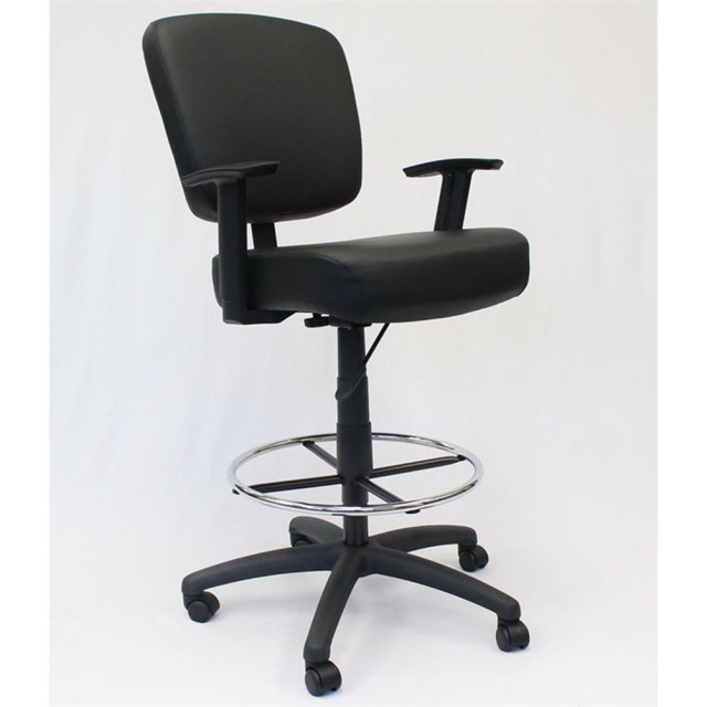 Boss Office Tough to Task Faux Leather Swivel Drafting Stool in Black ...