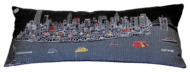 New York City Skyline Cushion, Queen - Contemporary - Decorative ...