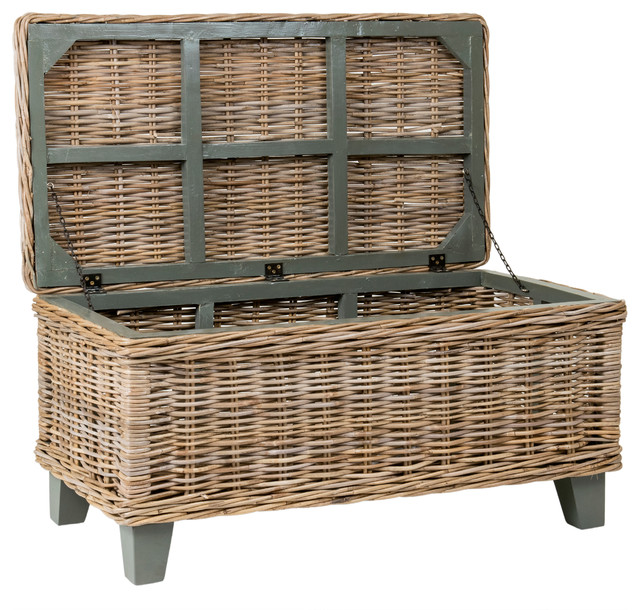 East at Main Hayward Kuba Brown Rectangular Rattan Coffee Table ...