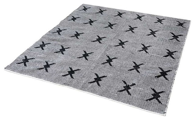 Dimond Home 8905-084 Cotton Flatweave Rug In Black/White, 16" Square ...