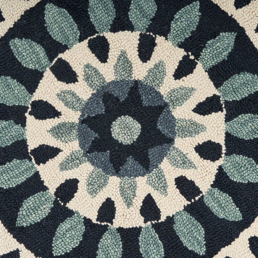 6" Round Blue Floral Bloom Area Rug - Contemporary - Area Rugs - by Ami ...