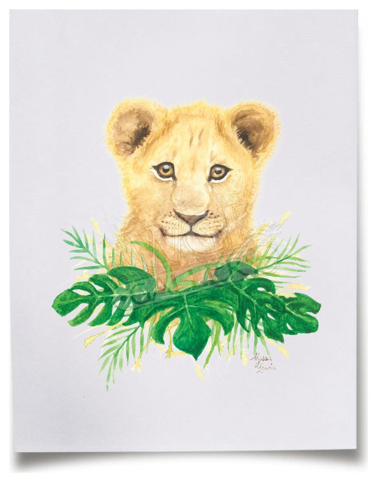 "Safari Littles" Lion Paper Print, Unframed - Contemporary - Kids Wall ...