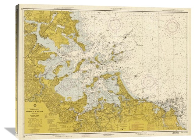 "Nautical Chart - Boston Harbor ca" Artwork, 16" x 12", 40" x 30.8 ...