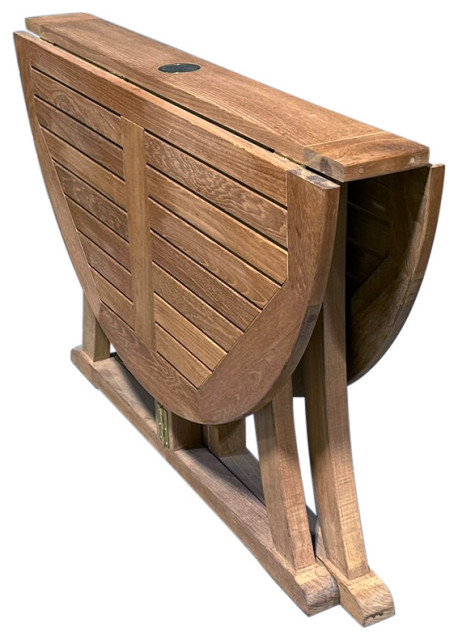 Savannah Teak Drop Leaf Table, Natural - Transitional - Outdoor Dining ...