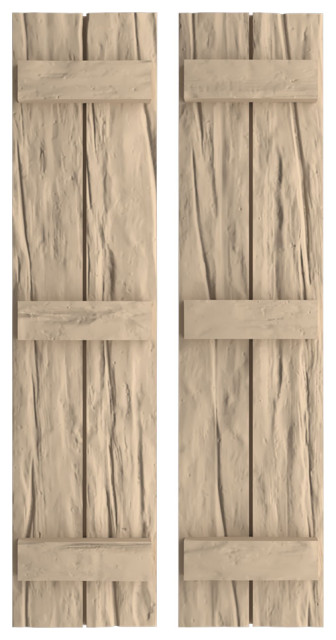 Rustic 2 Board Joined B-N-B Faux Wood Shutters, 11x58" - Rustic ...
