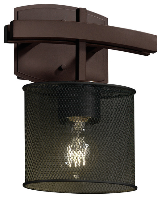 Wire Mesh Archway 1-Light, Wall Sconce With Oval Shade, Wire Mesh Shade ...