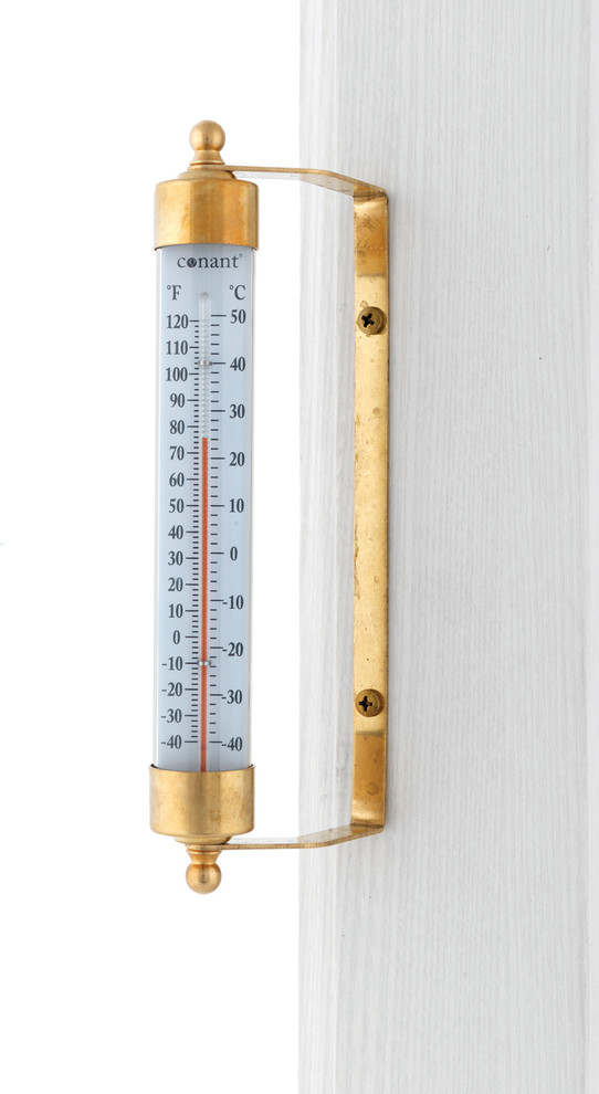 Indoor/Outdoor Thermometer, Living Finish Brass - Traditional ...