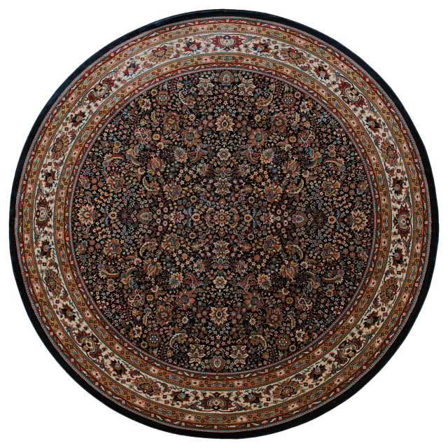 Aiden Traditional Vintage Inspired Blue/Red Rug, Round 6' Round ...