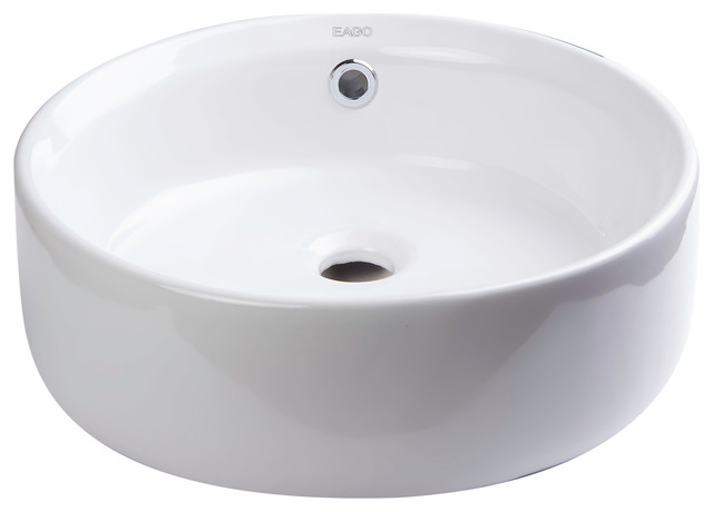 16" Round Ceramic Above Mount Bathroom Basin Vessel Sink - Contemporary ...