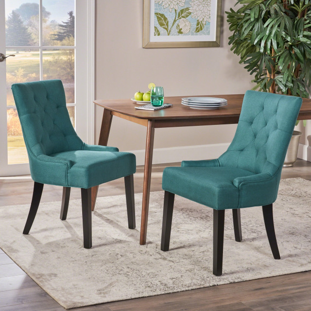 Set of 2 Dining Chair, Padded Seat & Diamond Buttonless Tufted Back ...
