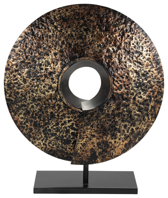 Iron, 19"H, Disc, Stand Deco, Black/Gold, 15.75x15.75x18.5 inches ...
