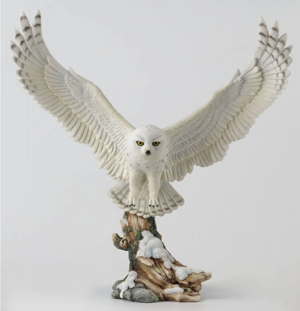Flying Snowy Owl Sculpture Art Statue Artwork - Contemporary ...