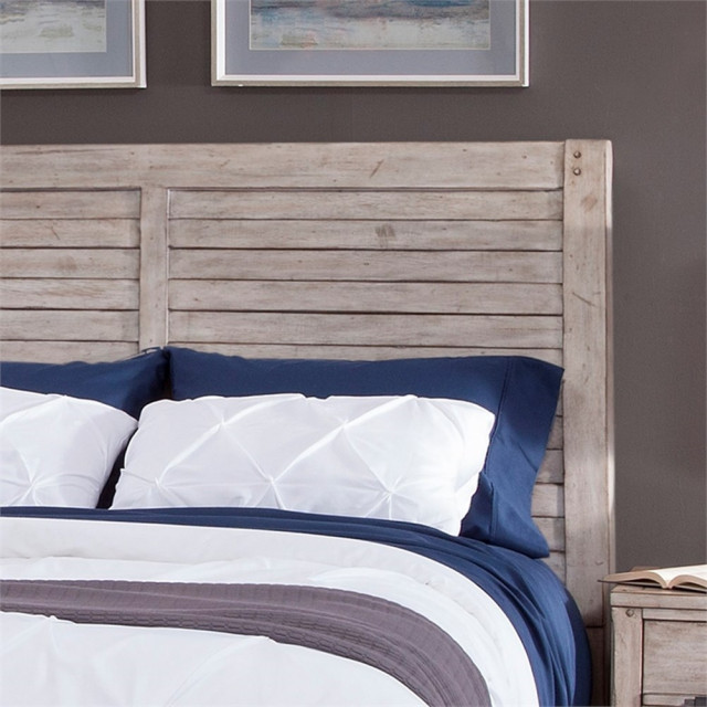 American Woodcrafters Aurora White-washed Wood King Panel Headboard ...