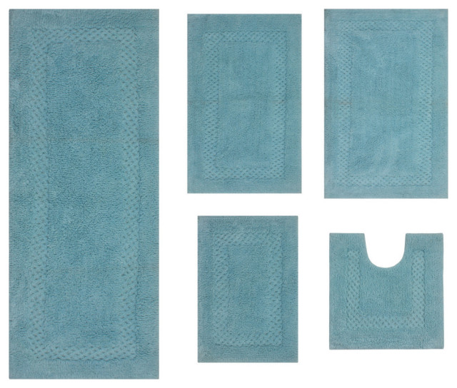 Classy Collection - 5 Piece Bath Rug Set, Machine Wash, 17"x24", 21"x34 ...