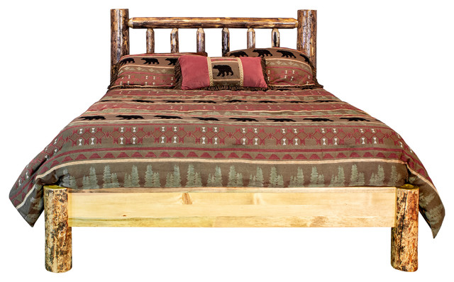 Glacier Country Collection Queen Platform Log Bed - Rustic - Platform ...