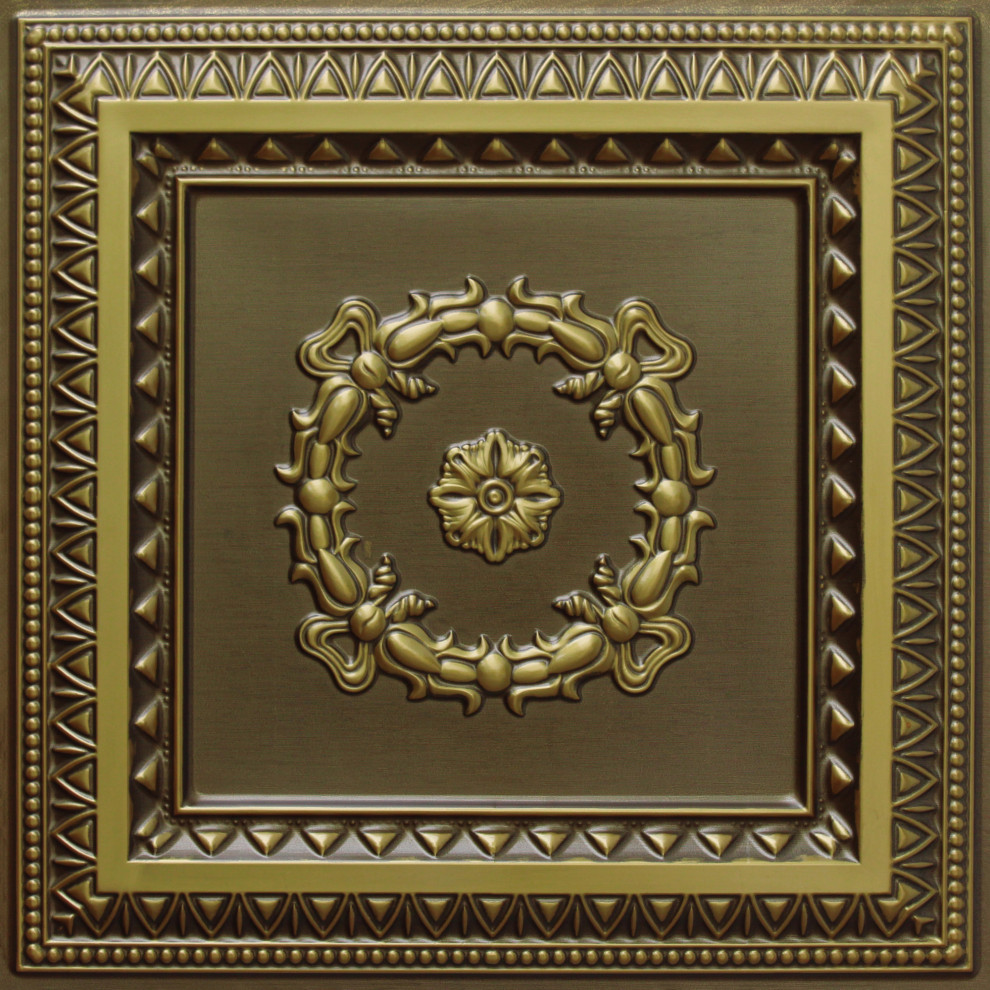 Antique Brass 3D Ceiling Panels, 2'x2' - Rustic - Ceiling Tile - by ...