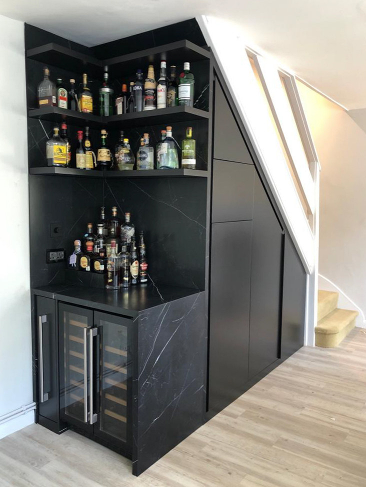 Modern Black - under stairs storage - small home bar - Modern - Home ...