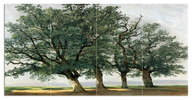 Tile Mural FOUR LARGE TREES plants Kitchen Backsplash, 4.25" Ceramic ...