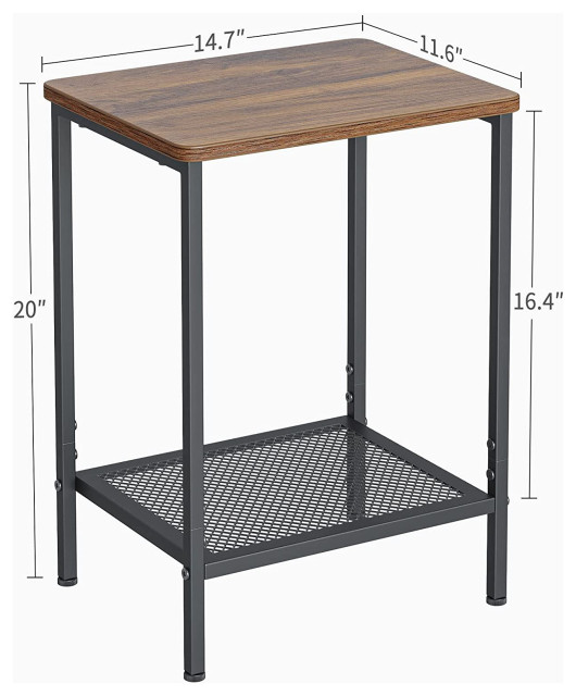 2-Tier Small Side Table with Shelf, Sofa Table for Living Room, Deep ...