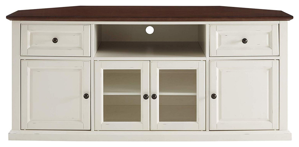 60" Corner Tv Stand White - Farmhouse - Entertainment Centers And Tv ...