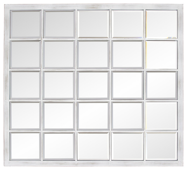 HomeRoots Rectangular White Finish Metal Tile Frame Mirror ...