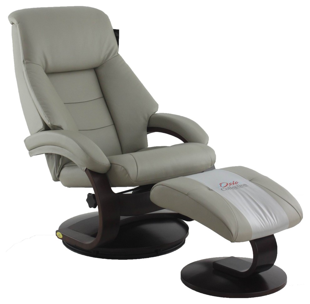 Relax-R™ Montreal Recliner and Ottoman, Putty Top Grain Leather ...